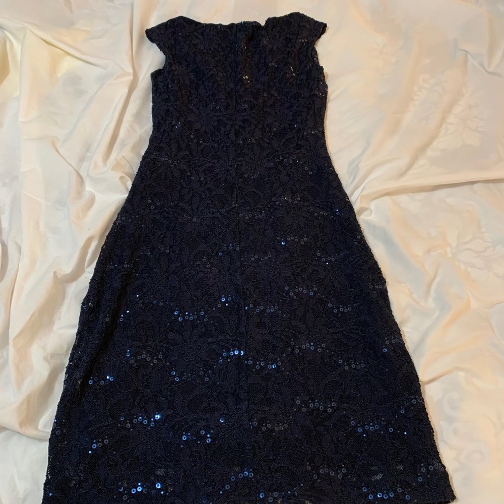 Lauren Ralph Lauren Navy Blue Lace And Sequin Dress S… - Gem